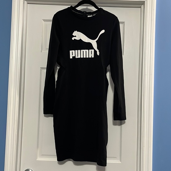 Puma | Dresses | Puma Black Bodycon Long Sleeve Dress With Side Cutouts ...